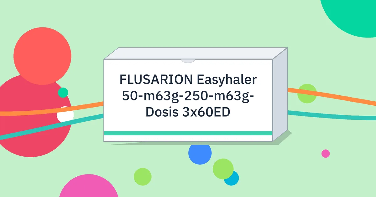Symbolbild: Packung mit der Aufschrift FLUSARION Easyhaler 50-m63g-250-m63g-Dosis 3x60ED (PZN 14186250) – Verfügbarkeit und Bezug in Apotheken in Frankfurt am Main