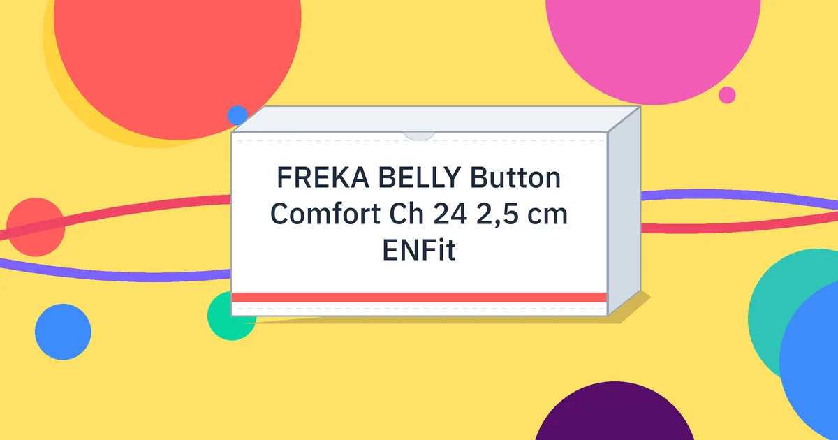 Symbolbild: Packung mit der Aufschrift FREKA BELLY Button Comfort Ch 24 2,5 cm ENFit (PZN 11487057) – Verfügbarkeit und Bezug in Apotheken in Frankfurt am Main