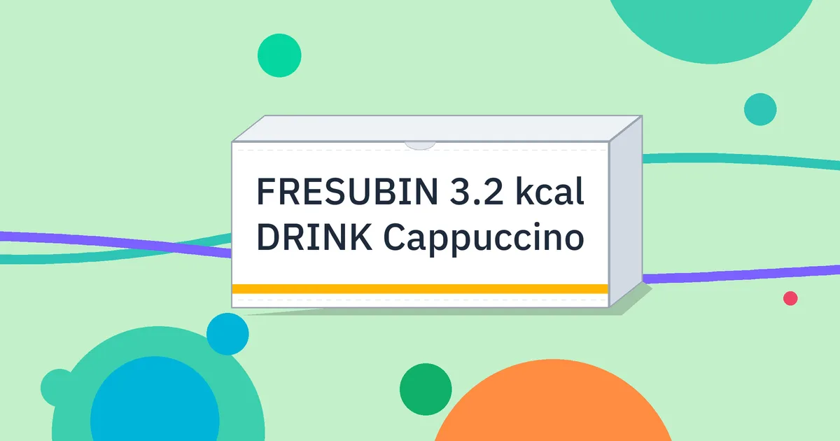 Symbolbild: Packung mit der Aufschrift FRESUBIN 3.2 kcal DRINK Cappuccino (PZN 17275600) – Verfügbarkeit und Bezug in Apotheken in Frankfurt am Main