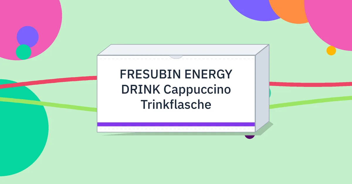 Symbolbild: Packung mit der Aufschrift FRESUBIN ENERGY DRINK Cappuccino Trinkflasche (PZN 02174721) – Verfügbarkeit und Bezug in Apotheken in Frankfurt am Main