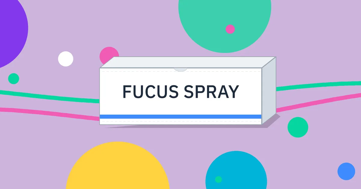 Symbolbild: Packung mit der Aufschrift FUCUS SPRAY (PZN 11712548) – Verfügbarkeit und Bezug in Apotheken in Frankfurt am Main