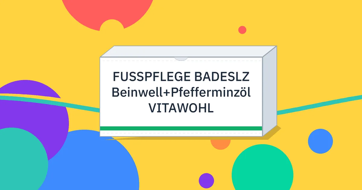 Symbolbild: Packung mit der Aufschrift FUSSPFLEGE BADESLZ Beinwell+Pfefferminzöl VITAWOHL (PZN 14155120) – Verfügbarkeit und Bezug in Apotheken in Frankfurt am Main