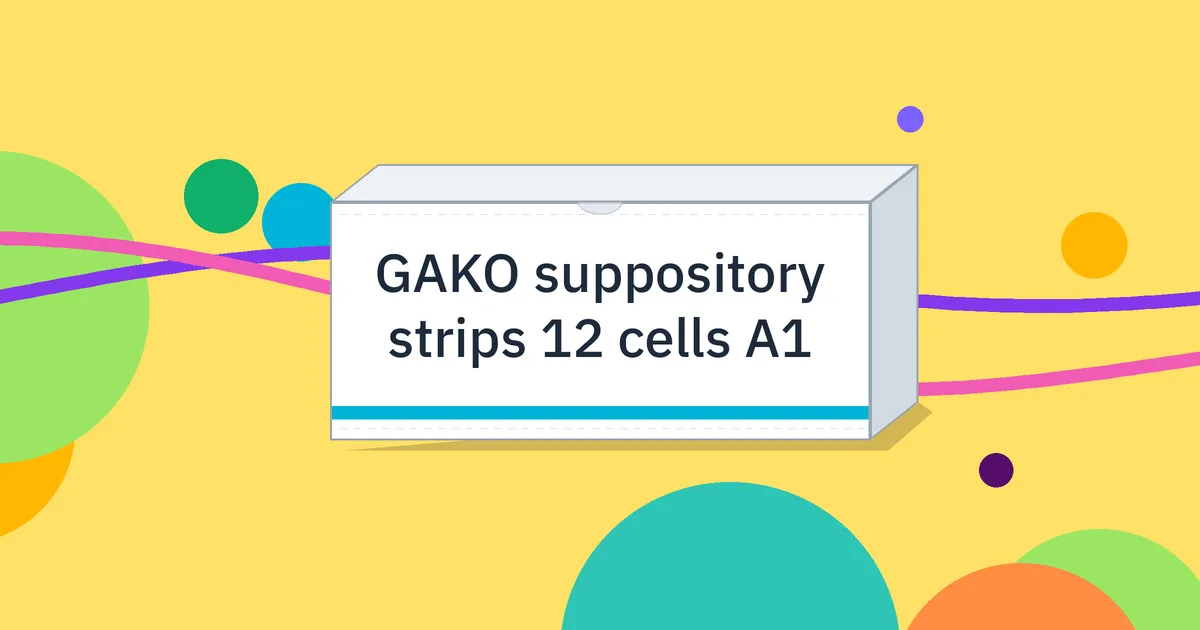 Symbolbild: Packung mit der Aufschrift GAKO suppository strips 12 cells A1 (PZN 18295817) – Verfügbarkeit und Bezug in Apotheken in Frankfurt am Main