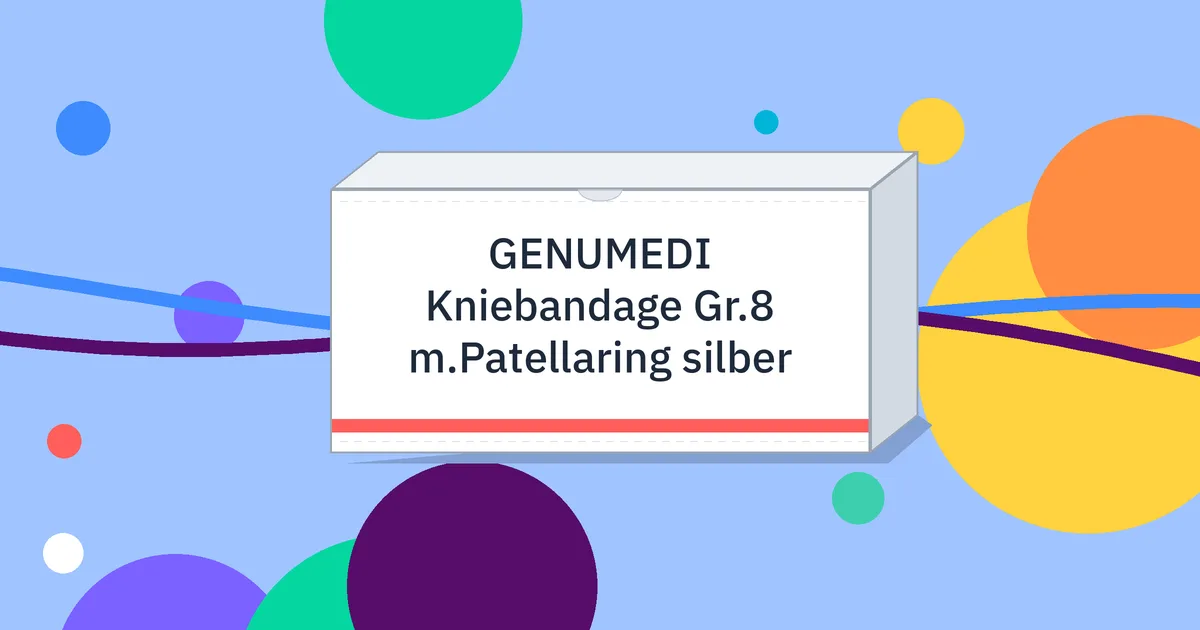 Symbolbild: Packung mit der Aufschrift GENUMEDI Kniebandage Gr.8 m.Patellaring silber (PZN 18054628) – Verfügbarkeit und Bezug in Apotheken in Frankfurt am Main