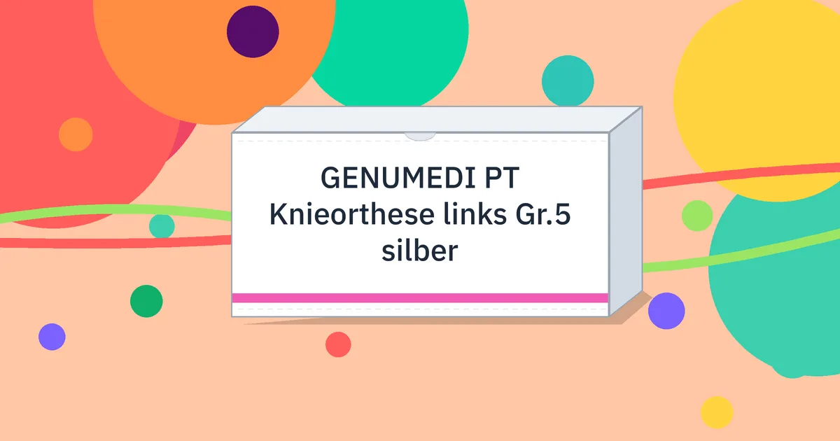 Symbolbild: Packung mit der Aufschrift GENUMEDI PT Knieorthese links Gr.5 silber (PZN 03648807) – Verfügbarkeit und Bezug in Apotheken in Frankfurt am Main