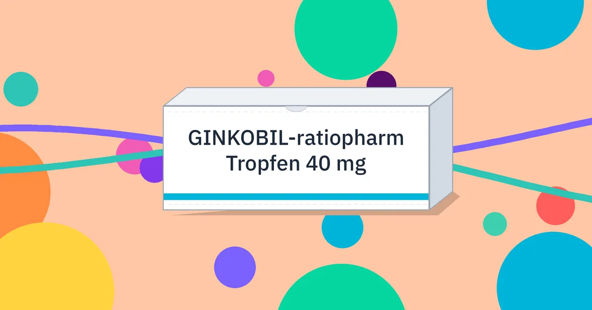 Symbolbild: Packung mit der Aufschrift GINKOBIL-ratiopharm Tropfen 40 mg (PZN 06680898) – Verfügbarkeit und Bezug in Apotheken in Frankfurt am Main