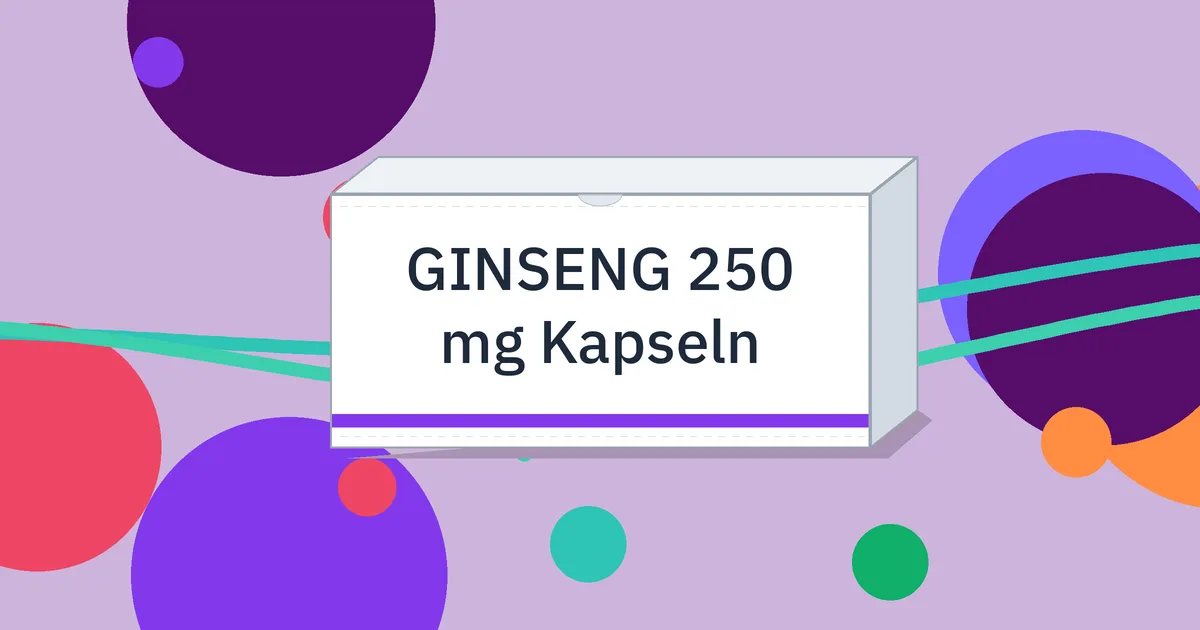 Symbolbild: Packung mit der Aufschrift GINSENG 250 mg Kapseln (PZN 07244610) – Verfügbarkeit und Bezug in Apotheken in Frankfurt am Main