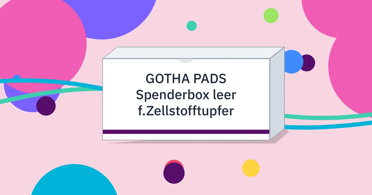 Symbolbild: Packung mit der Aufschrift GOTHA PADS Spenderbox leer f.Zellstofftupfer (PZN 08709293) – Verfügbarkeit und Bezug in Apotheken in Frankfurt am Main