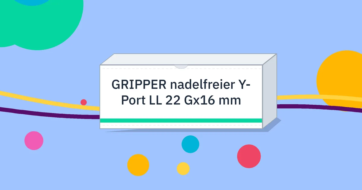 Symbolbild: Packung mit der Aufschrift GRIPPER nadelfreier Y-Port LL 22 Gx16 mm (PZN 09675314) – Verfügbarkeit und Bezug in Apotheken in Frankfurt am Main