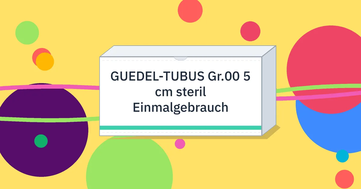 Symbolbild: Packung mit der Aufschrift GUEDEL-TUBUS Gr.00 5 cm steril Einmalgebrauch (PZN 10762320) – Verfügbarkeit und Bezug in Apotheken in Frankfurt am Main