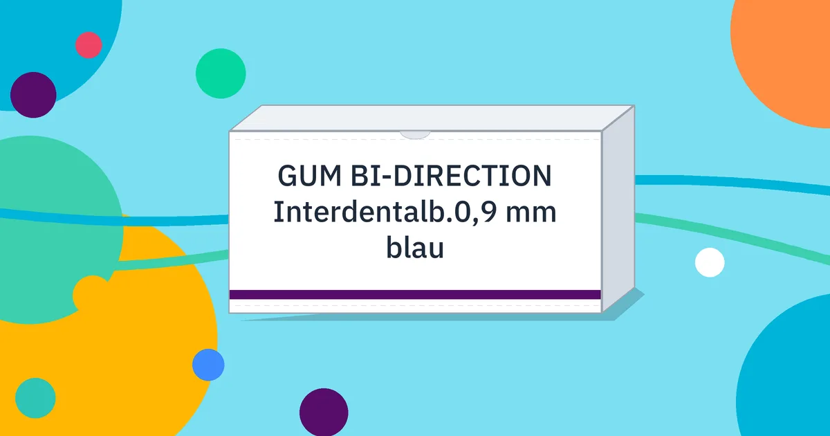 Symbolbild: Packung mit der Aufschrift GUM BI-DIRECTION Interdentalb.0,9 mm blau (PZN 11347899) – Verfügbarkeit und Bezug in Apotheken in Frankfurt am Main
