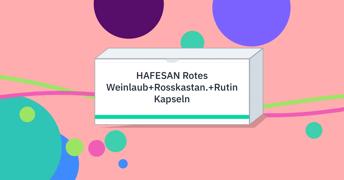 Symbolbild: Packung mit der Aufschrift HAFESAN Rotes Weinlaub+Rosskastan.+Rutin Kapseln (PZN 03240621) – Verfügbarkeit und Bezug in Apotheken in Frankfurt am Main