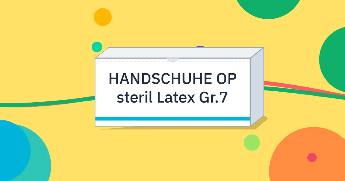 Symbolbild: Packung mit der Aufschrift HANDSCHUHE OP steril Latex Gr.7 (PZN 01963278) – Verfügbarkeit und Bezug in Apotheken in Frankfurt am Main