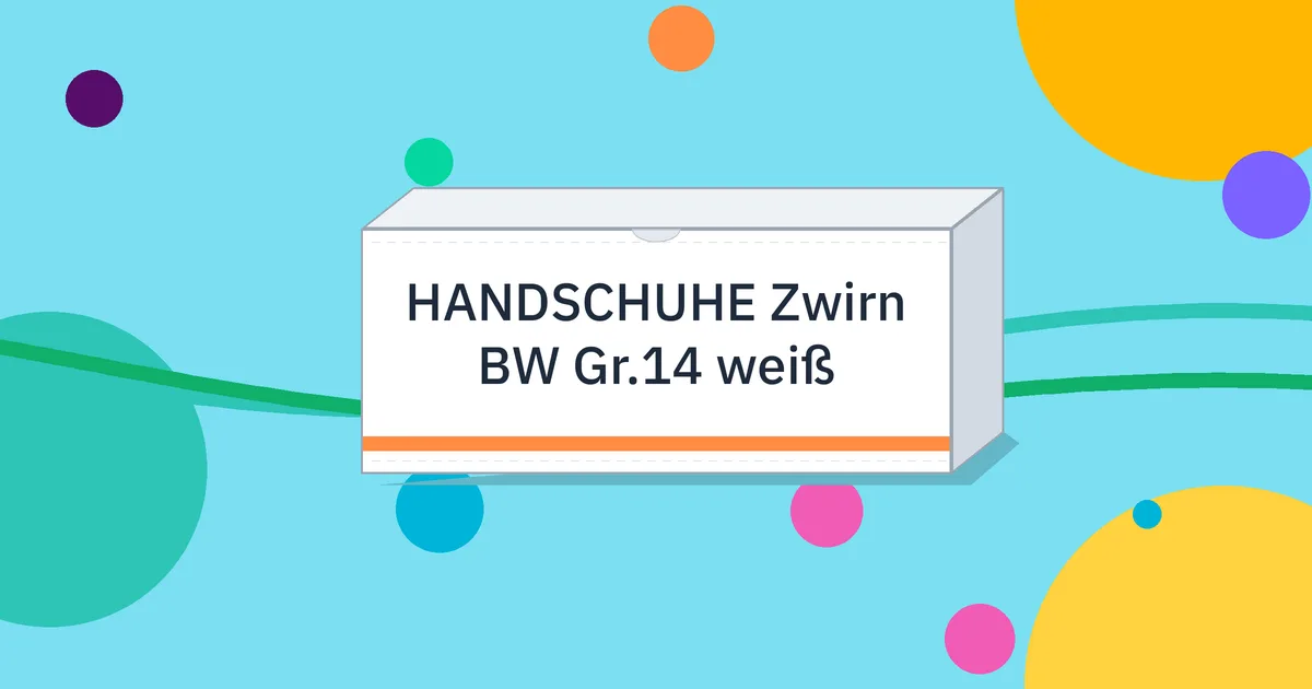 Symbolbild: Packung mit der Aufschrift HANDSCHUHE Zwirn BW Gr.14 weiß (PZN 03163903) – Verfügbarkeit und Bezug in Apotheken in Frankfurt am Main