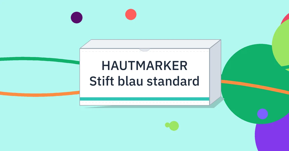Symbolbild: Packung mit der Aufschrift HAUTMARKER Stift blau standard (PZN 09430914) – Verfügbarkeit und Bezug in Apotheken in Frankfurt am Main