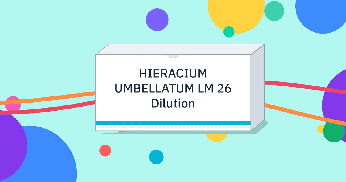 Symbolbild: Packung mit der Aufschrift HIERACIUM UMBELLATUM LM 26 Dilution (PZN 13554119) – Verfügbarkeit und Bezug in Apotheken in Frankfurt am Main