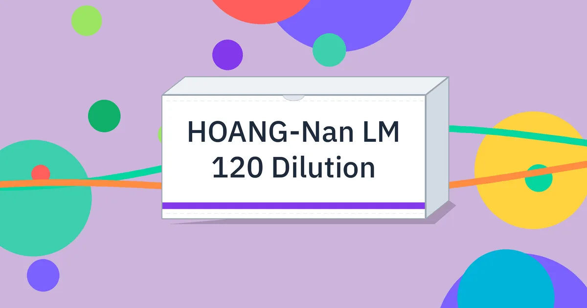 Symbolbild: Packung mit der Aufschrift HOANG-Nan LM 120 Dilution (PZN 12889585) – Verfügbarkeit und Bezug in Apotheken in Frankfurt am Main