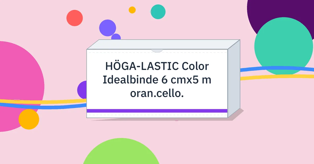 Symbolbild: Packung mit der Aufschrift HÖGA-LASTIC Color Idealbinde 6 cmx5 m oran.cello. (PZN 10917828) – Verfügbarkeit und Bezug in Apotheken in Frankfurt am Main