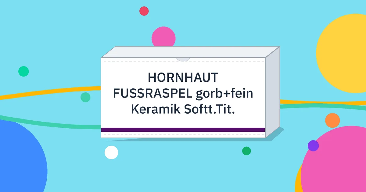 Symbolbild: Packung mit der Aufschrift HORNHAUT FUSSRASPEL gorb+fein Keramik Softt.Tit. (PZN 05958587) – Verfügbarkeit und Bezug in Apotheken in Frankfurt am Main