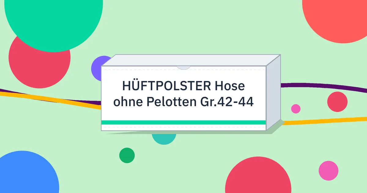 Symbolbild: Packung mit der Aufschrift HÜFTPOLSTER Hose ohne Pelotten Gr.42-44 (PZN 08446385) – Verfügbarkeit und Bezug in Apotheken in Frankfurt am Main