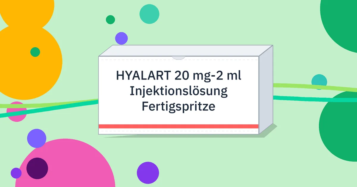 Symbolbild: Packung mit der Aufschrift HYALART 20 mg-2 ml Injektionslösung Fertigspritze (PZN 16811924) – Verfügbarkeit und Bezug in Apotheken in Frankfurt am Main
