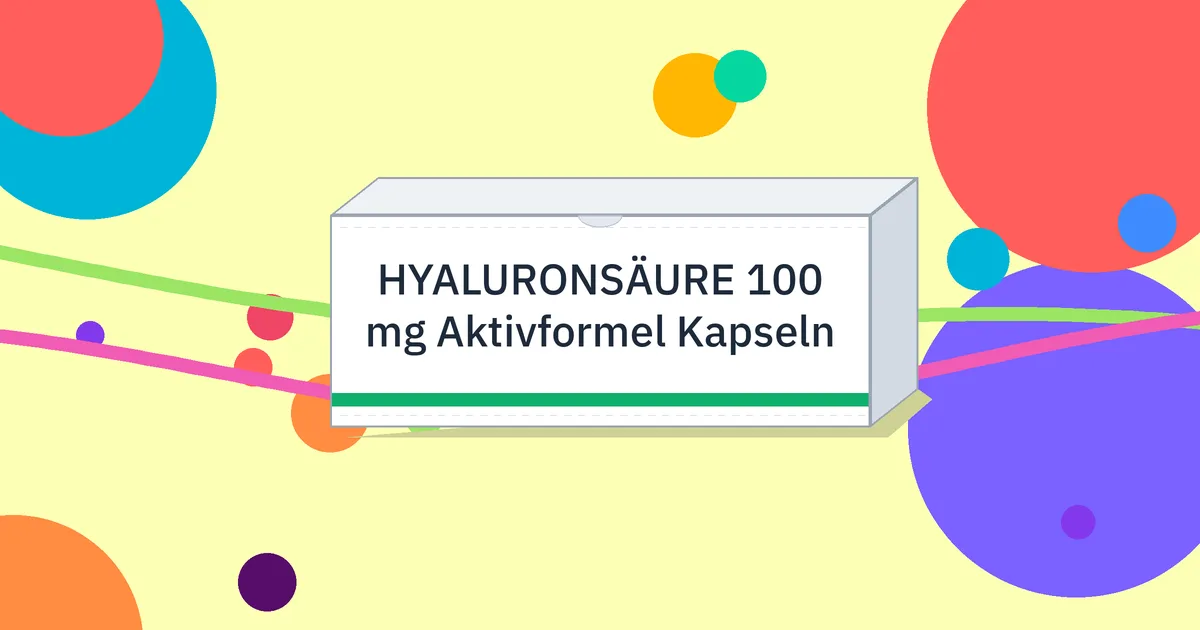 Symbolbild: Packung mit der Aufschrift HYALURONSÄURE 100 mg Aktivformel Kapseln (PZN 20854388) – Verfügbarkeit und Bezug in Apotheken in Frankfurt am Main