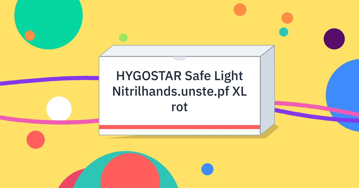 Symbolbild: Packung mit der Aufschrift HYGOSTAR Safe Light Nitrilhands.unste.pf XL rot (PZN 20773945) – Verfügbarkeit und Bezug in Apotheken in Frankfurt am Main