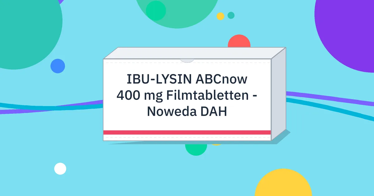 Symbolbild: Packung mit der Aufschrift IBU-LYSIN ABCnow 400 mg Filmtabletten -Noweda DAH (PZN 17293199) – Verfügbarkeit und Bezug in Apotheken in Frankfurt am Main