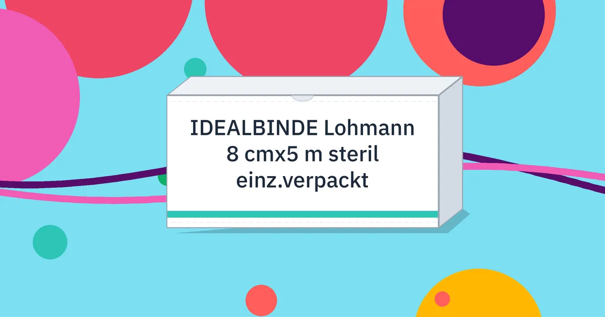 Symbolbild: Packung mit der Aufschrift IDEALBINDE Lohmann 8 cmx5 m steril einz.verpackt (PZN 15998754) – Verfügbarkeit und Bezug in Apotheken in Frankfurt am Main