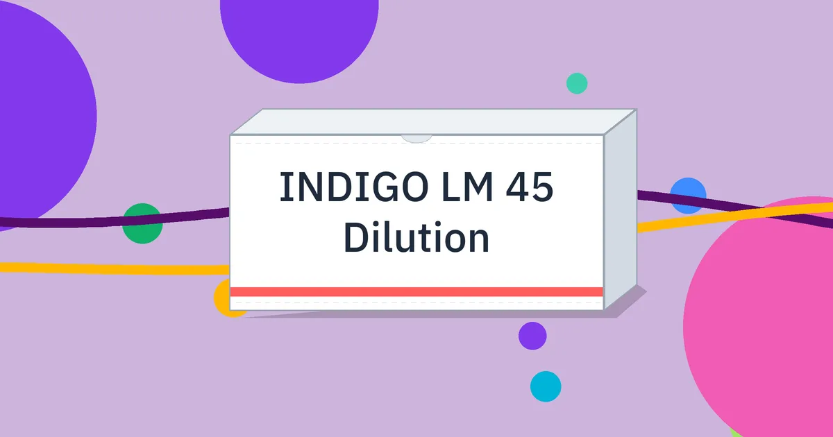 Symbolbild: Packung mit der Aufschrift INDIGO LM 45 Dilution (PZN 13559772) – Verfügbarkeit und Bezug in Apotheken in Frankfurt am Main