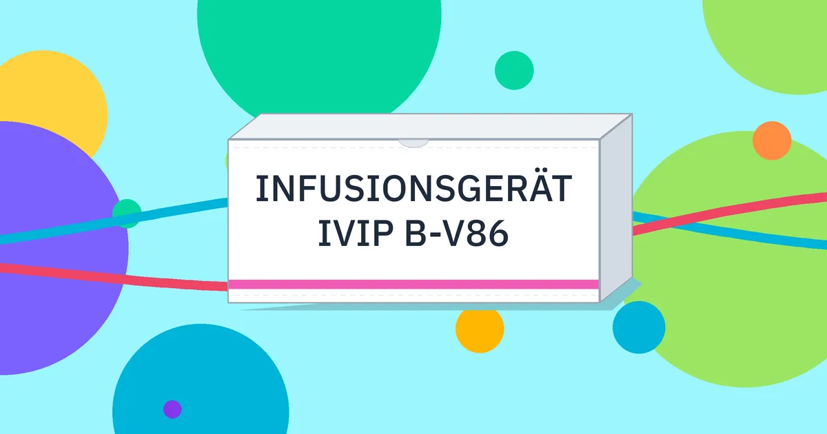 Symbolbild: Packung mit der Aufschrift INFUSIONSGERÄT IVIP B-V86 (PZN 11216192) – Verfügbarkeit und Bezug in Apotheken in Frankfurt am Main