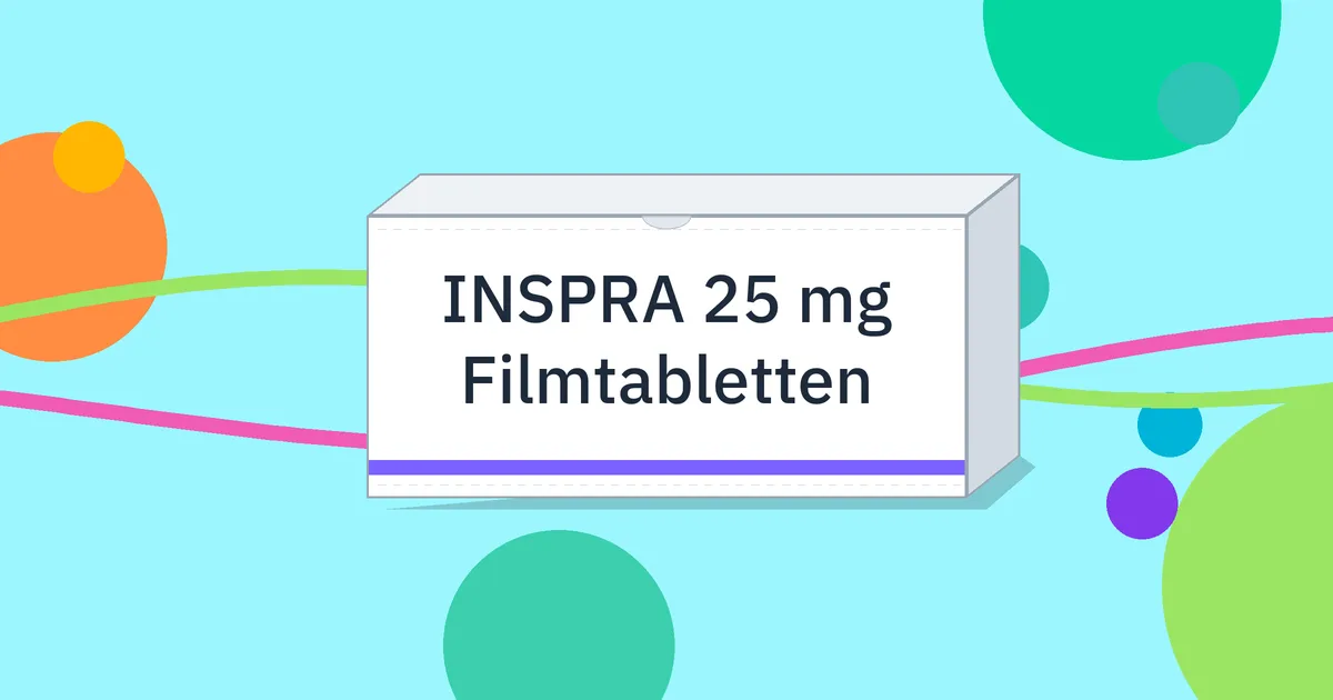 Symbolbild: Packung mit der Aufschrift INSPRA 25 mg Filmtabletten (PZN 07770586) – Verfügbarkeit und Bezug in Apotheken in Frankfurt am Main