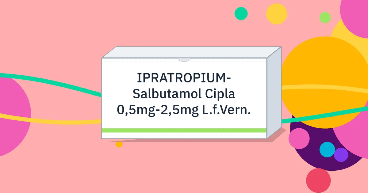 Symbolbild: Packung mit der Aufschrift IPRATROPIUM-Salbutamol Cipla 0,5mg-2,5mg L.f.Vern. (PZN 11715297) – Verfügbarkeit und Bezug in Apotheken in Frankfurt am Main