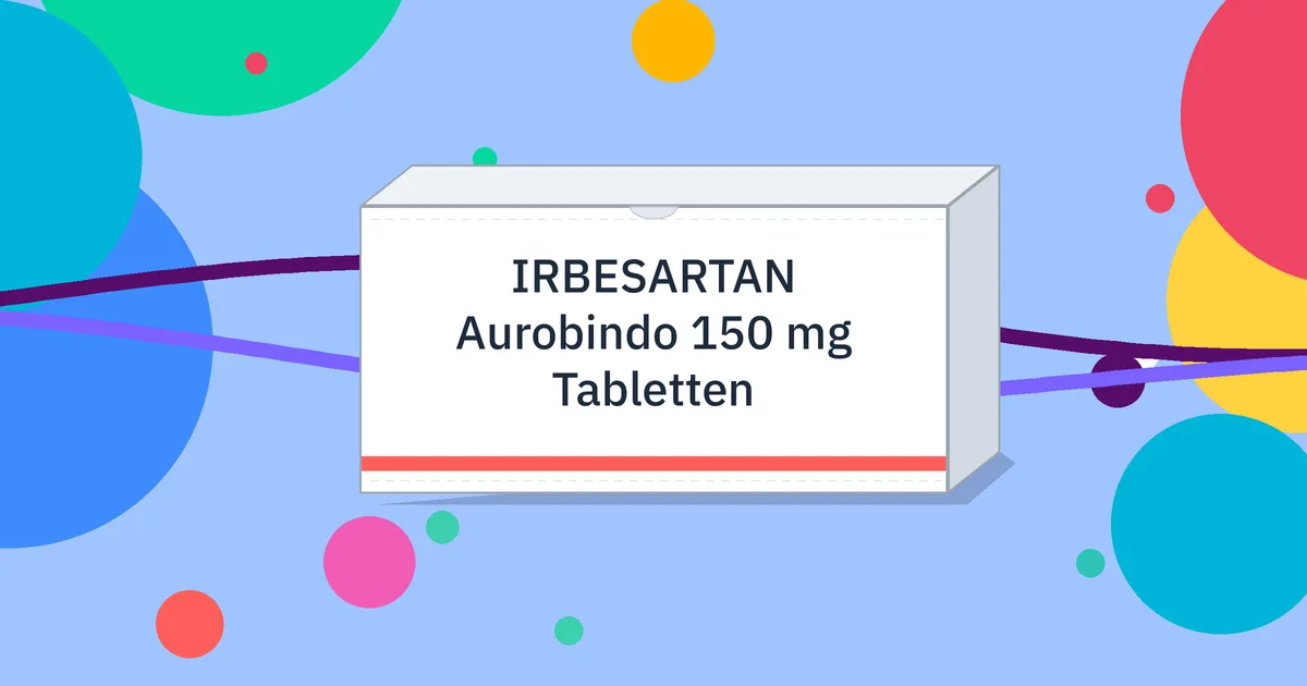 Symbolbild: Packung mit der Aufschrift IRBESARTAN Aurobindo 150 mg Tabletten (PZN 02724222) – Verfügbarkeit und Bezug in Apotheken in Frankfurt am Main