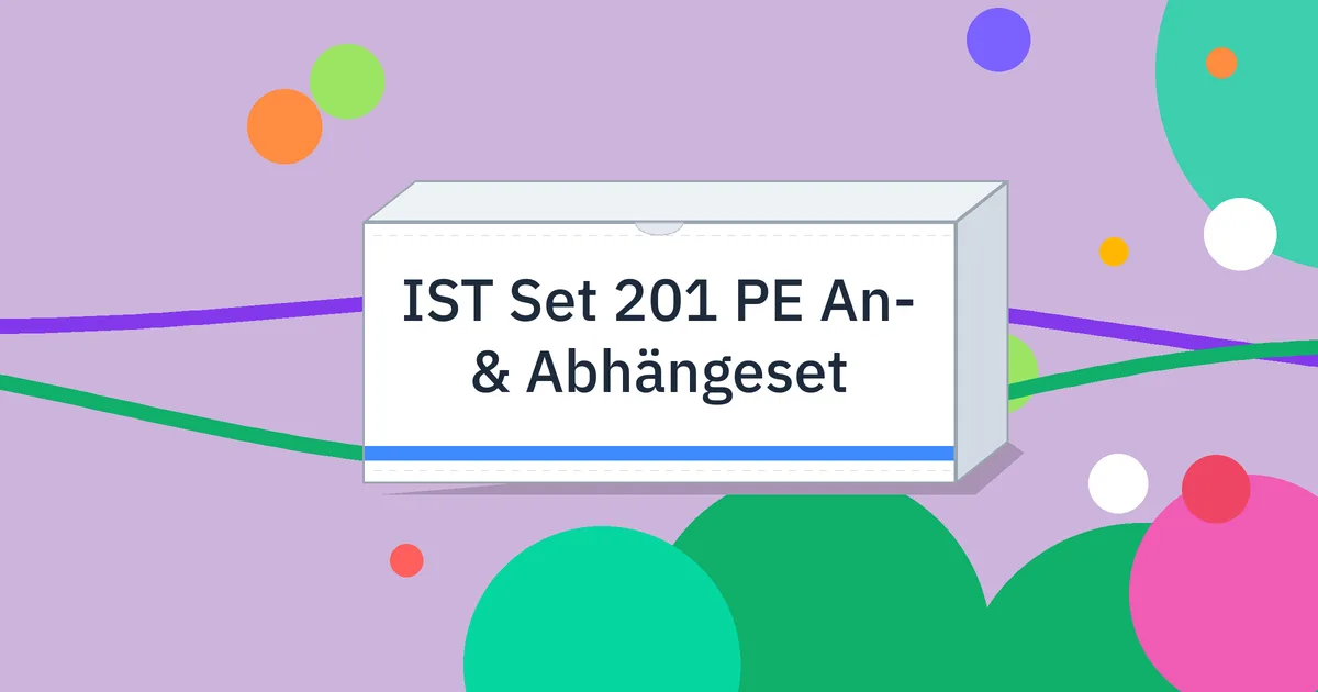 Symbolbild: Packung mit der Aufschrift IST Set 201 PE An- & Abhängeset (PZN 13868266) – Verfügbarkeit und Bezug in Apotheken in Frankfurt am Main