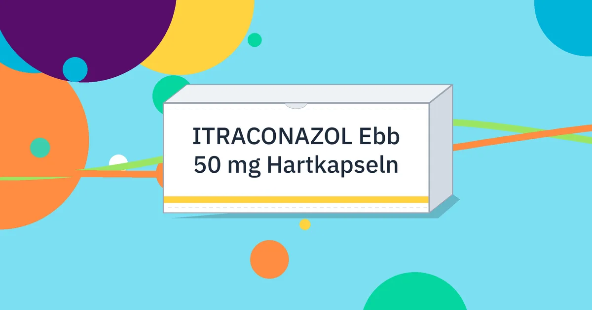 Symbolbild: Packung mit der Aufschrift ITRACONAZOL Ebb 50 mg Hartkapseln (PZN 19979446) – Verfügbarkeit und Bezug in Apotheken in Frankfurt am Main