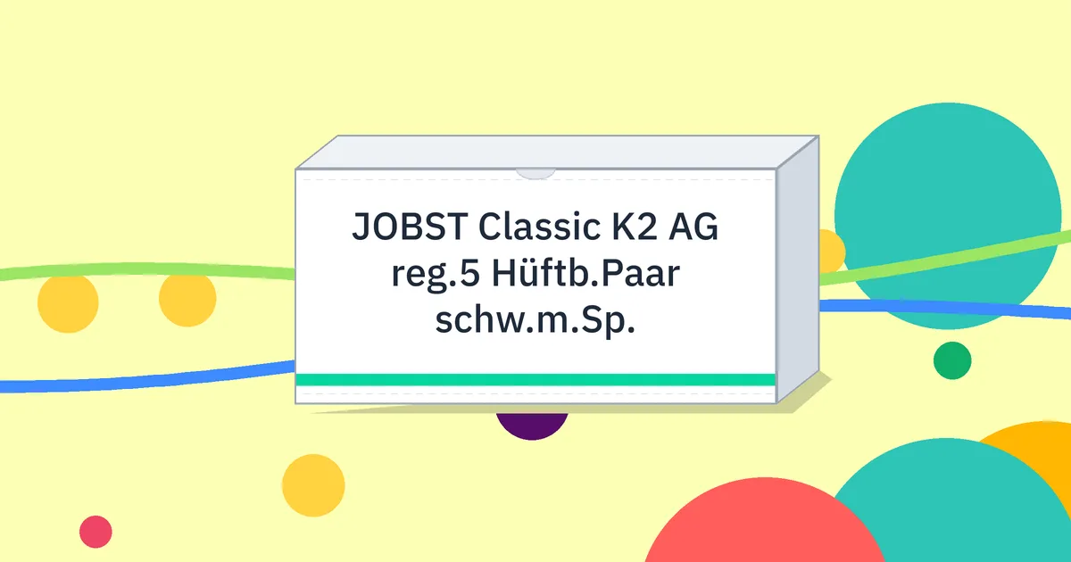 Symbolbild: Packung mit der Aufschrift JOBST Classic K2 AG reg.5 Hüftb.Paar schw.m.Sp. (PZN 13066578) – Verfügbarkeit und Bezug in Apotheken in Frankfurt am Main