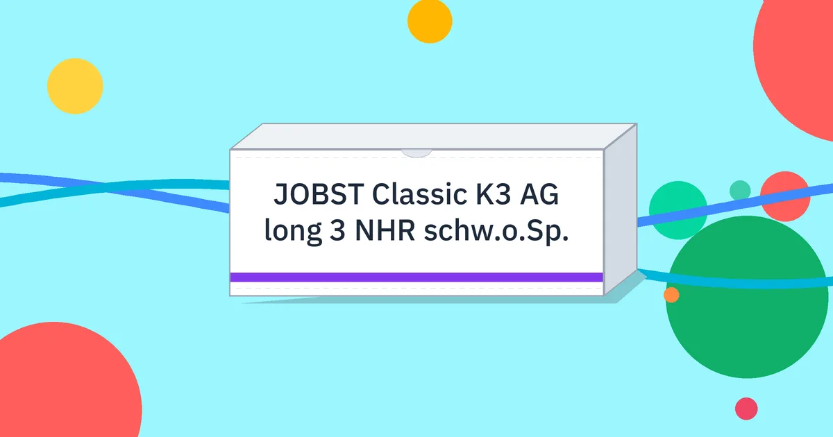 Symbolbild: Packung mit der Aufschrift JOBST Classic K3 AG long 3 NHR schw.o.Sp. (PZN 13072188) – Verfügbarkeit und Bezug in Apotheken in Frankfurt am Main