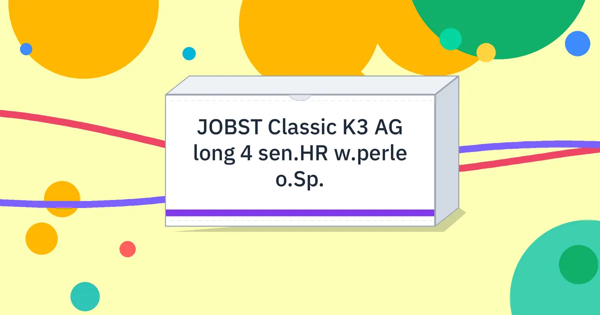 Symbolbild: Packung mit der Aufschrift JOBST Classic K3 AG long 4 sen.HR w.perle o.Sp. (PZN 17958345) – Verfügbarkeit und Bezug in Apotheken in Frankfurt am Main