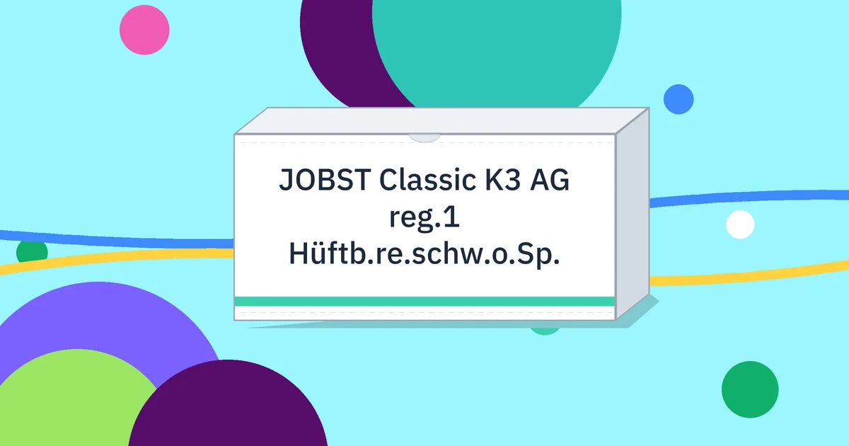 Symbolbild: Packung mit der Aufschrift JOBST Classic K3 AG reg.1 Hüftb.re.schw.o.Sp. (PZN 13076571) – Verfügbarkeit und Bezug in Apotheken in Frankfurt am Main