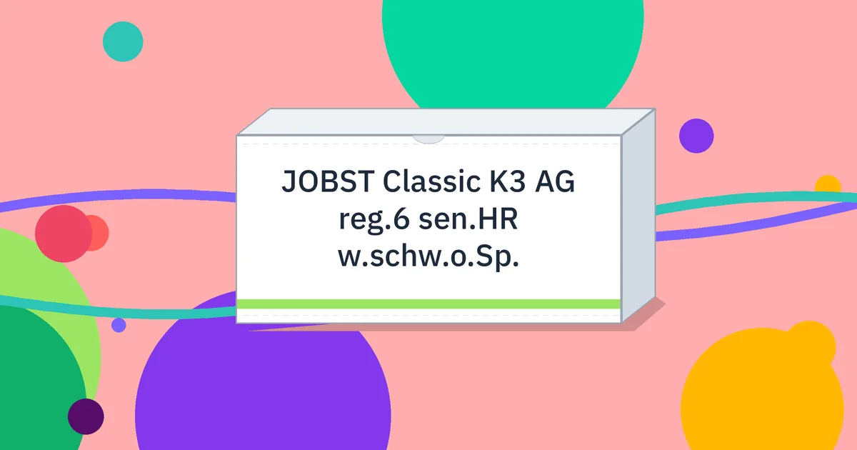 Symbolbild: Packung mit der Aufschrift JOBST Classic K3 AG reg.6 sen.HR w.schw.o.Sp. (PZN 17957558) – Verfügbarkeit und Bezug in Apotheken in Frankfurt am Main