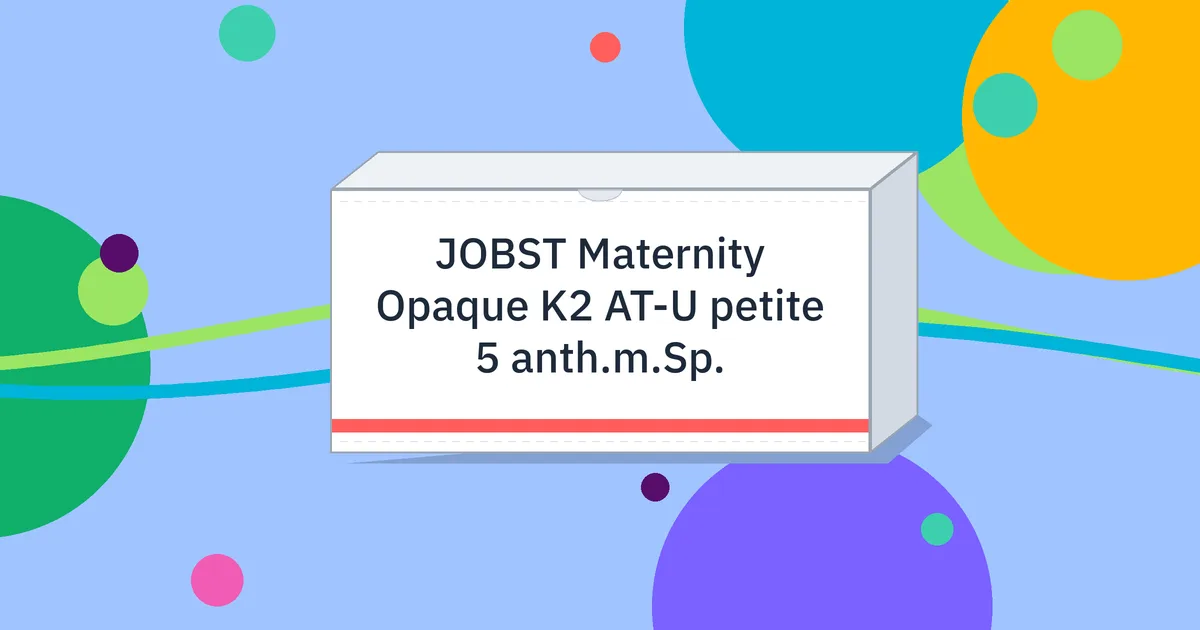 Symbolbild: Packung mit der Aufschrift JOBST Maternity Opaque K2 AT-U petite 5 anth.m.Sp. (PZN 15856592) – Verfügbarkeit und Bezug in Apotheken in Frankfurt am Main