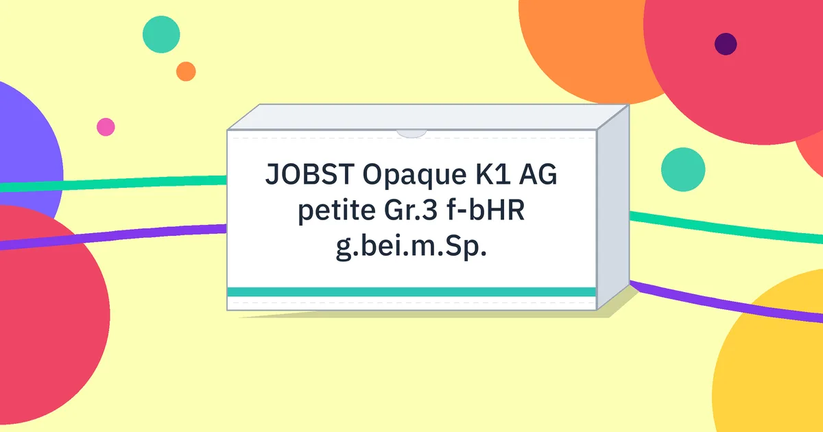 Symbolbild: Packung mit der Aufschrift JOBST Opaque K1 AG petite Gr.3 f-bHR g.bei.m.Sp. (PZN 16268727) – Verfügbarkeit und Bezug in Apotheken in Frankfurt am Main