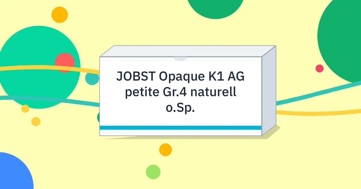 Symbolbild: Packung mit der Aufschrift JOBST Opaque K1 AG petite Gr.4 naturell o.Sp. (PZN 13088723) – Verfügbarkeit und Bezug in Apotheken in Frankfurt am Main