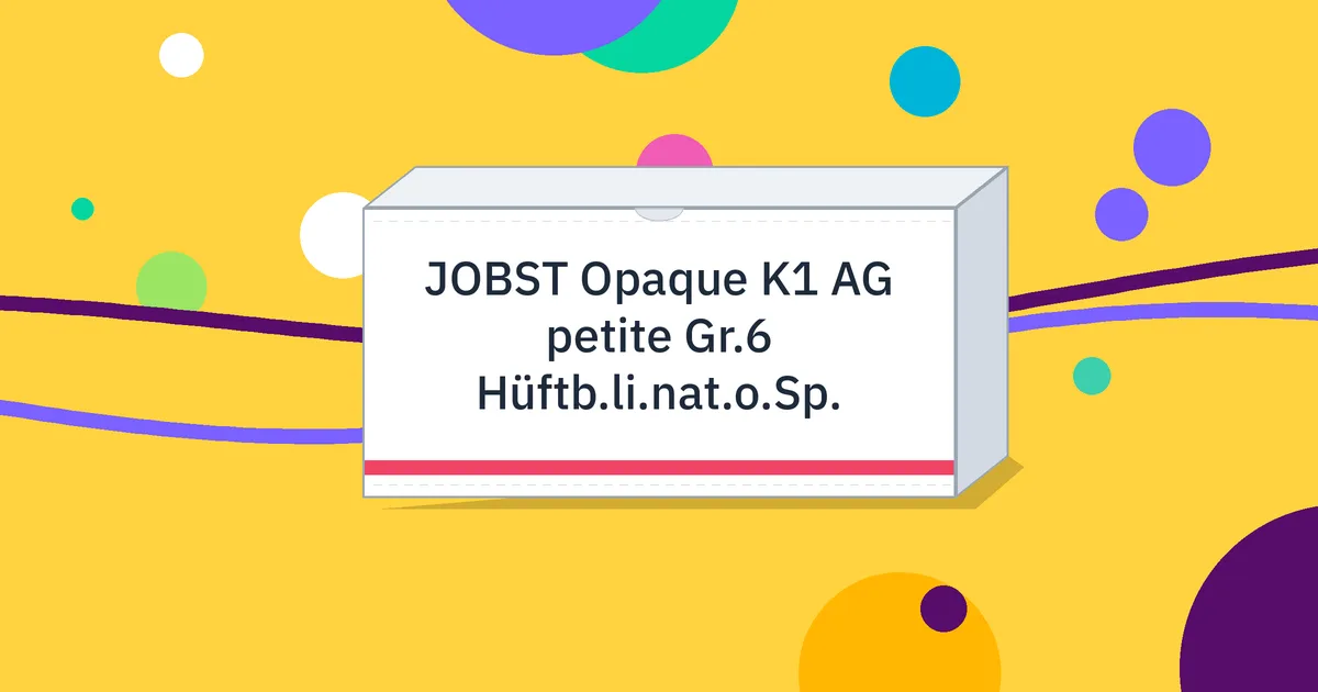 Symbolbild: Packung mit der Aufschrift JOBST Opaque K1 AG petite Gr.6 Hüftb.li.nat.o.Sp. (PZN 13098064) – Verfügbarkeit und Bezug in Apotheken in Frankfurt am Main