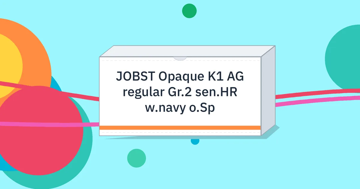 Symbolbild: Packung mit der Aufschrift JOBST Opaque K1 AG regular Gr.2 sen.HR w.navy o.Sp (PZN 13096361) – Verfügbarkeit und Bezug in Apotheken in Frankfurt am Main