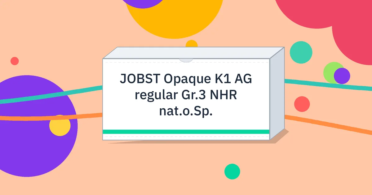Symbolbild: Packung mit der Aufschrift JOBST Opaque K1 AG regular Gr.3 NHR nat.o.Sp. (PZN 13095261) – Verfügbarkeit und Bezug in Apotheken in Frankfurt am Main
