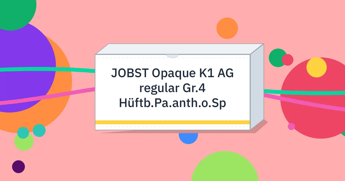 Symbolbild: Packung mit der Aufschrift JOBST Opaque K1 AG regular Gr.4 Hüftb.Pa.anth.o.Sp (PZN 16271899) – Verfügbarkeit und Bezug in Apotheken in Frankfurt am Main