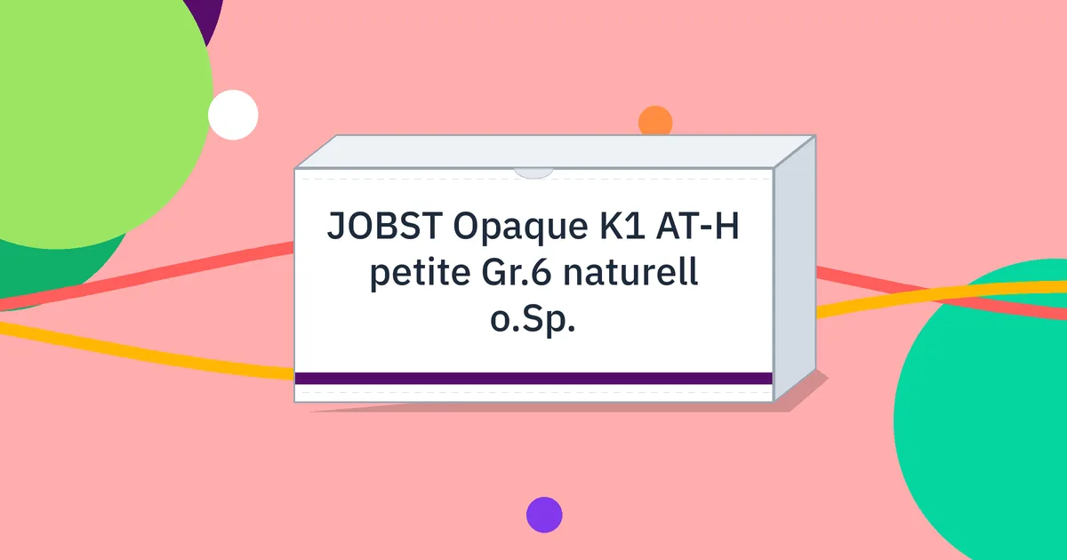 Symbolbild: Packung mit der Aufschrift JOBST Opaque K1 AT-H petite Gr.6 naturell o.Sp. (PZN 13102446) – Verfügbarkeit und Bezug in Apotheken in Frankfurt am Main