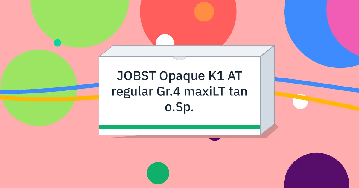 Symbolbild: Packung mit der Aufschrift JOBST Opaque K1 AT regular Gr.4 maxiLT tan o.Sp. (PZN 16275064) – Verfügbarkeit und Bezug in Apotheken in Frankfurt am Main